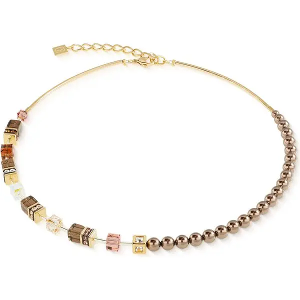 COEUR DE LION Geocube Precious Fusion Pearls Necklace - Mocha Mousse