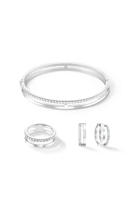 COEUR DE LION Eternal Unity Crystal Hoop Earrings - Silver