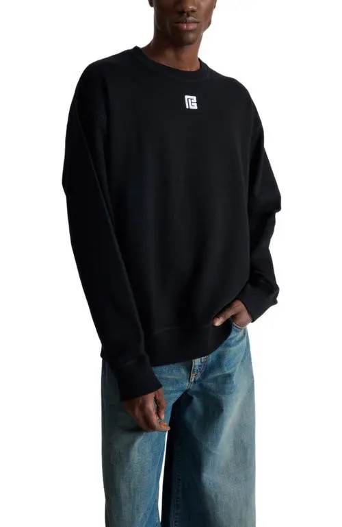 Balmain Cotton Sweatshirt With Pb Embroidery