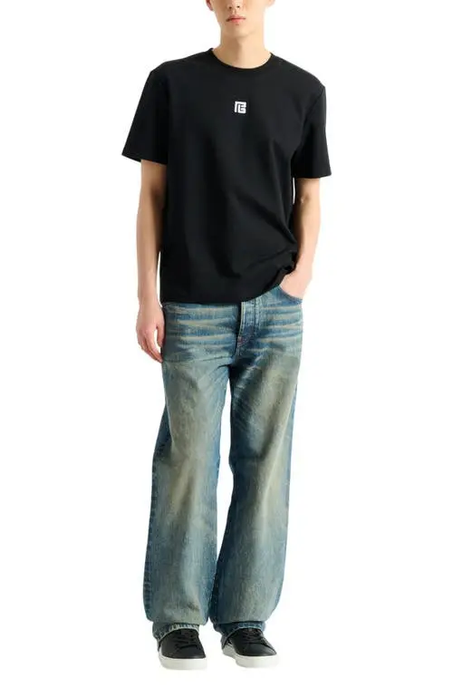 Balmain T-shirt With Embroidered Logo - Black