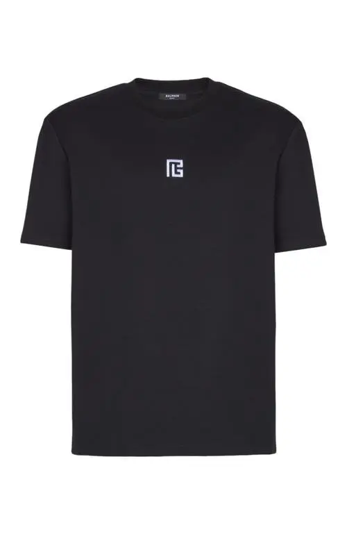 Balmain T-shirt With Embroidered Logo - Black