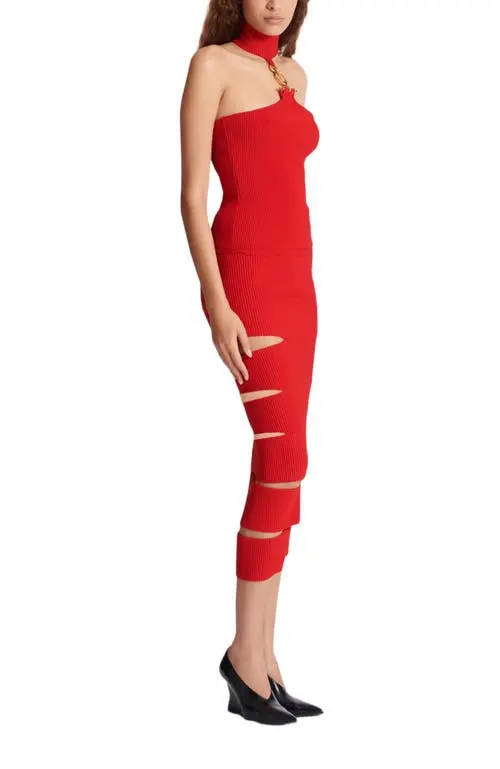 Balmain Long Knit Cut-out Skirt