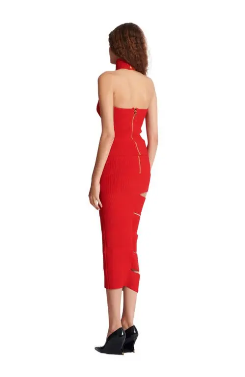 Balmain Long Knit Cut-out Skirt