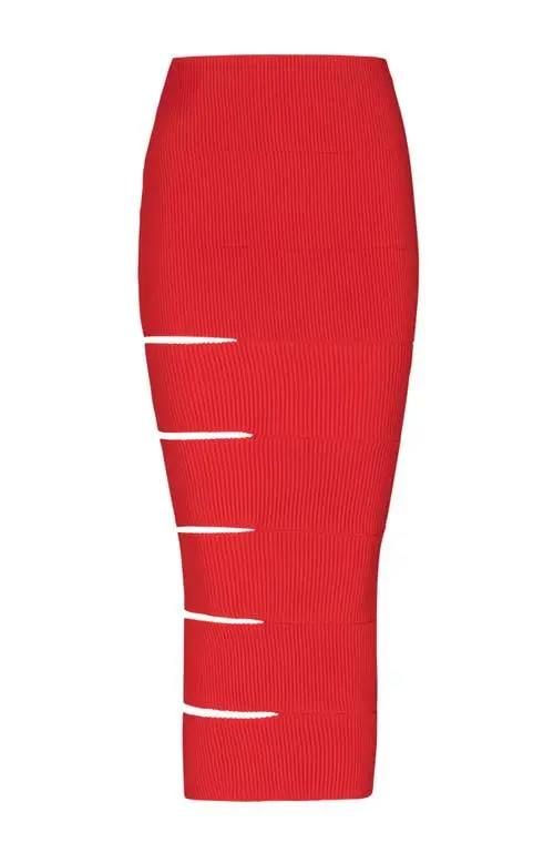 Balmain Long Knit Cut-out Skirt