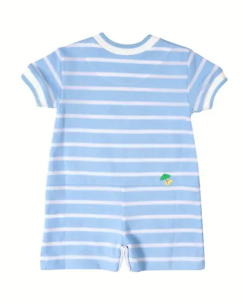 FLORENCE EISEMAN Stripe Knit Shortall With Appliqu