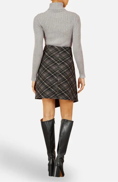YUMI Checked Wrap Skirt With Buckle Fastening
