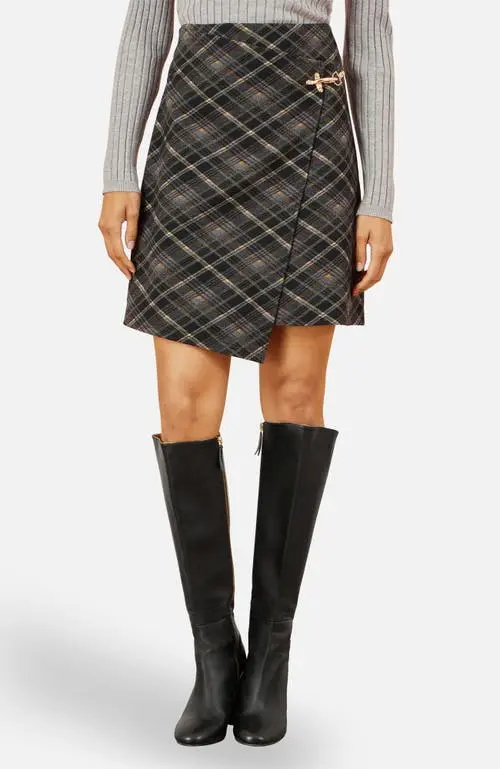 YUMI Check Wrap Skirt - Black