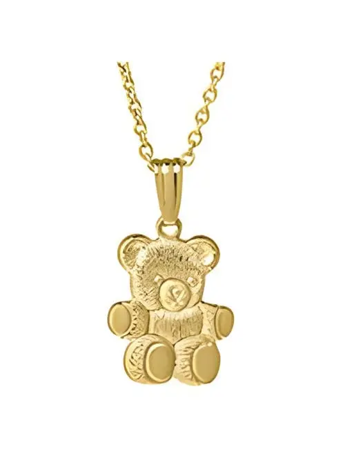 MIA BELLE GIRLS Teddy Bear Pendant Necklace - Metallic Gold