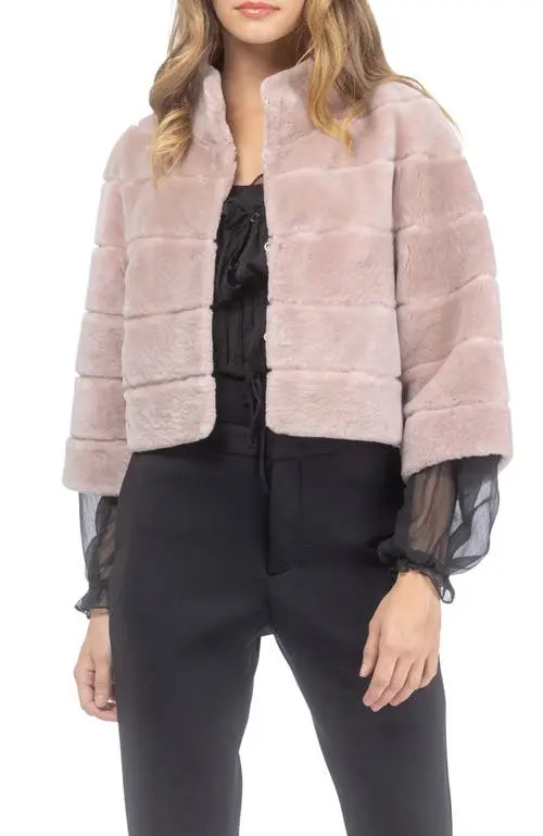 Gorski Genuine Shearling Cropped Bolero With Cropped Sleeves - Blush