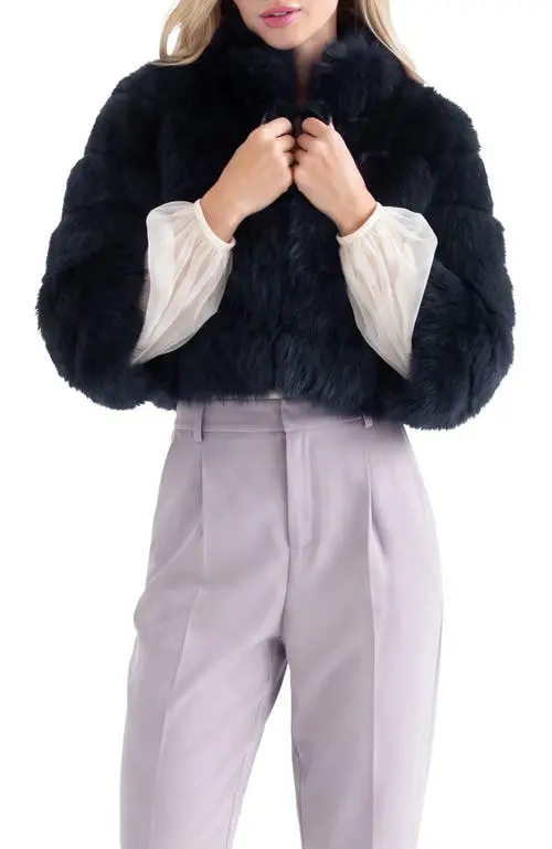 Gorski Genuine Shearling Bolero - Navy