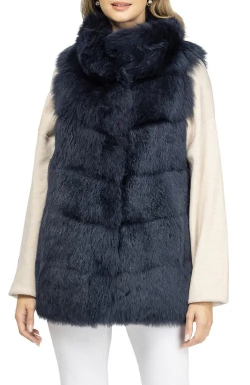 Gorski Genuine Shearling Vest - Navy/navy