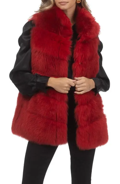 Gorski Genuine Shearling Vest - Red/red