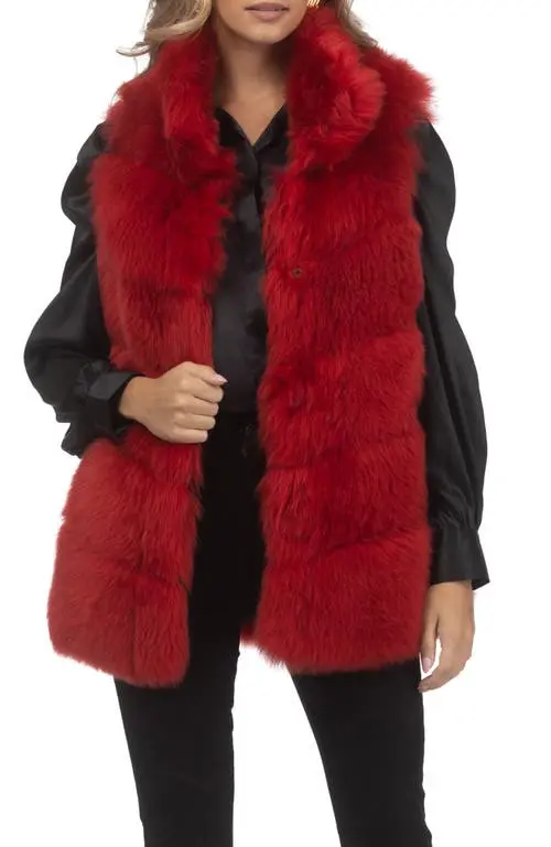 Gorski Genuine Shearling Vest - Red/red