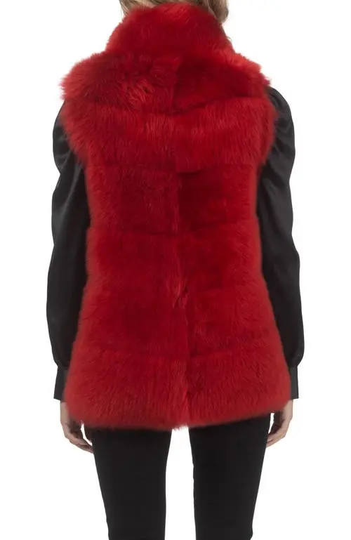 Gorski Genuine Shearling Vest - Red/red