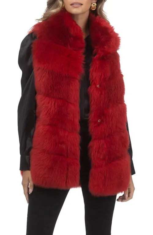Gorski Genuine Shearling Vest - Red/red