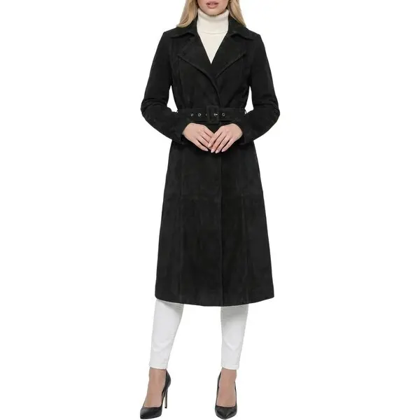 Gorski Genuine Metis Suede Belted Trench Coat