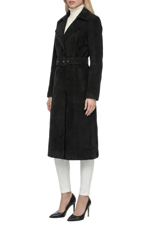 Gorski Genuine Metis Suede Belted Trench Coat