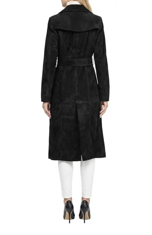 Gorski Genuine Metis Suede Belted Trench Coat