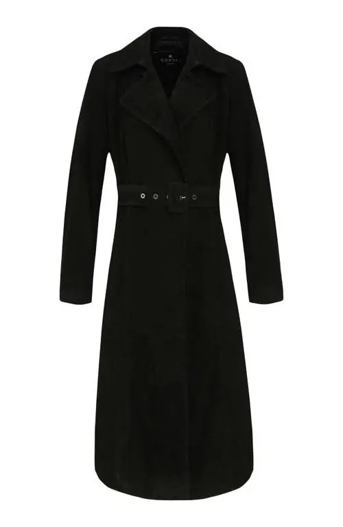 Gorski Genuine Metis Suede Belted Trench Coat