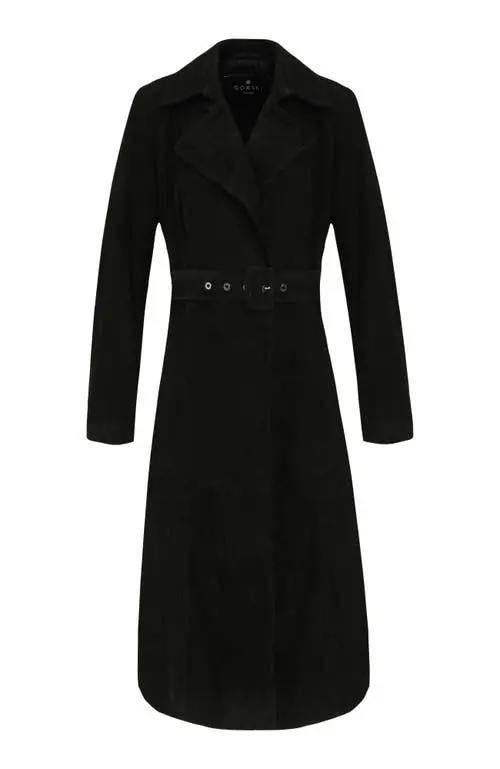 Gorski Genuine Metis Suede Belted Trench Coat