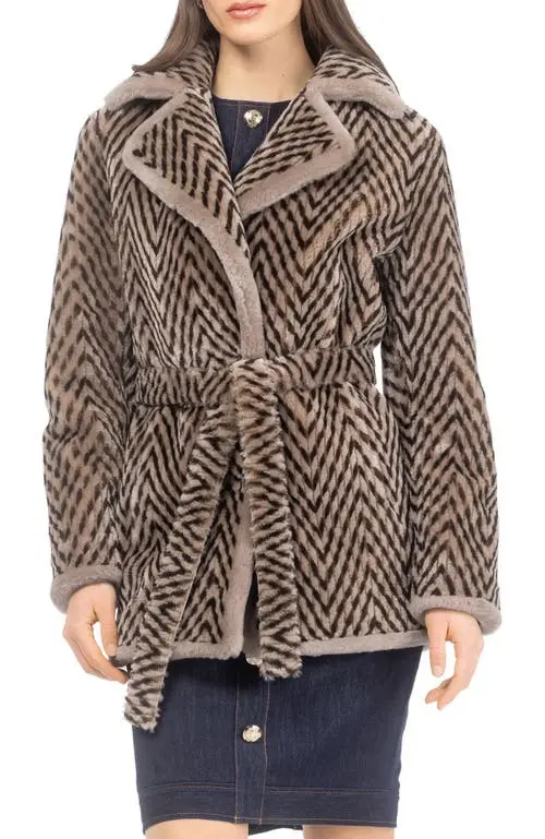 Gorski Chevron Grooved Genuine Shearling Jacket