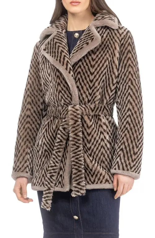 Gorski Chevron Grooved Genuine Shearling Jacket