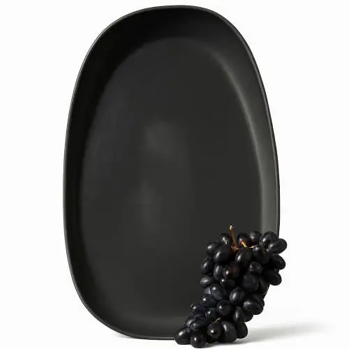 GHARYAN STONEWARE Dadasi Long Serving Platter - Matte Black
