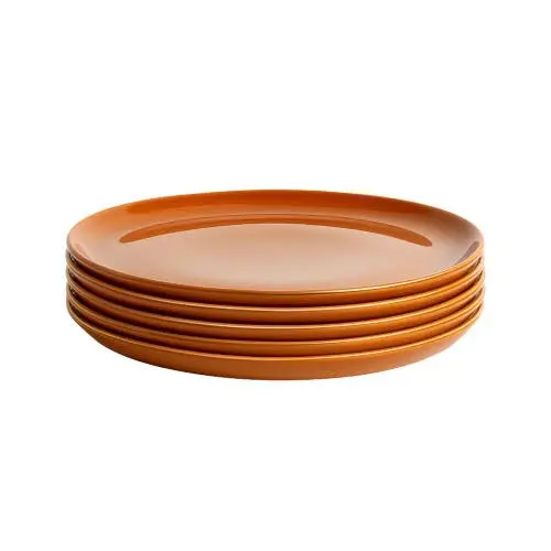GHARYAN STONEWARE Edan Flat Dinner Plate - Matte/shiny Terracotta