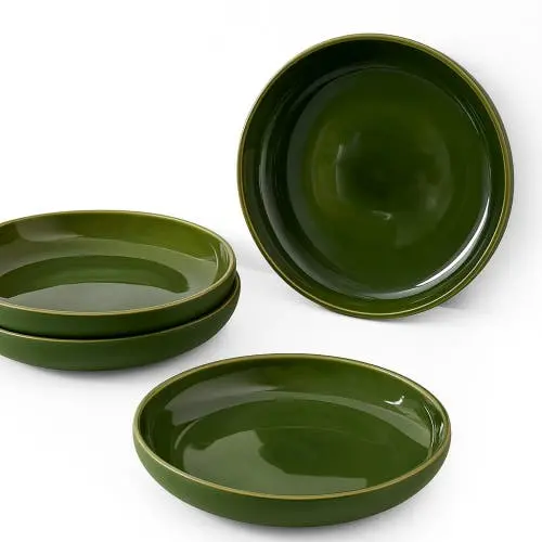 GHARYAN STONEWARE Youlha Pasta Plate - Matte Green/shiny Green