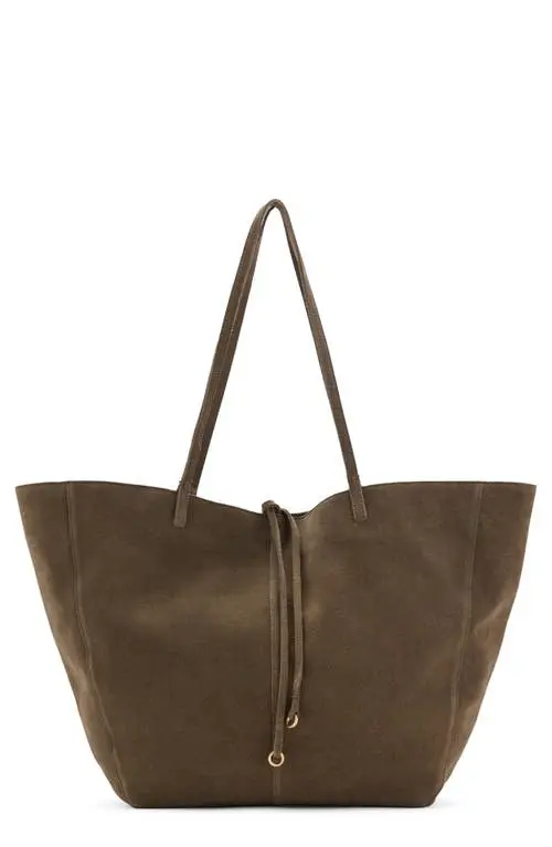 Mango Suede Shopper Bag - Khaki Green