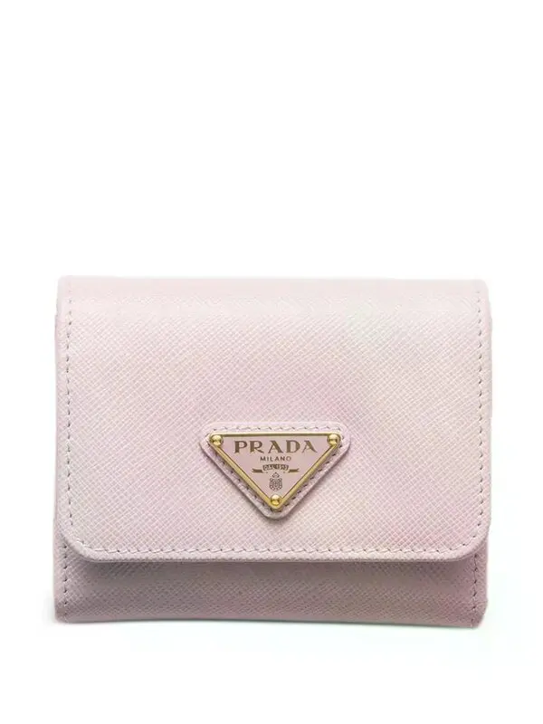 Prada Small Triangle-logo Leather Wallet - Pink