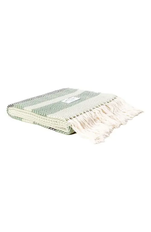 ETTITUDE Luxe Stripe Throw Blanket - Fern & Forest
