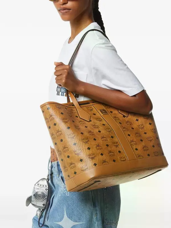 Mcm Logo-pattern Tote Bag - Brown