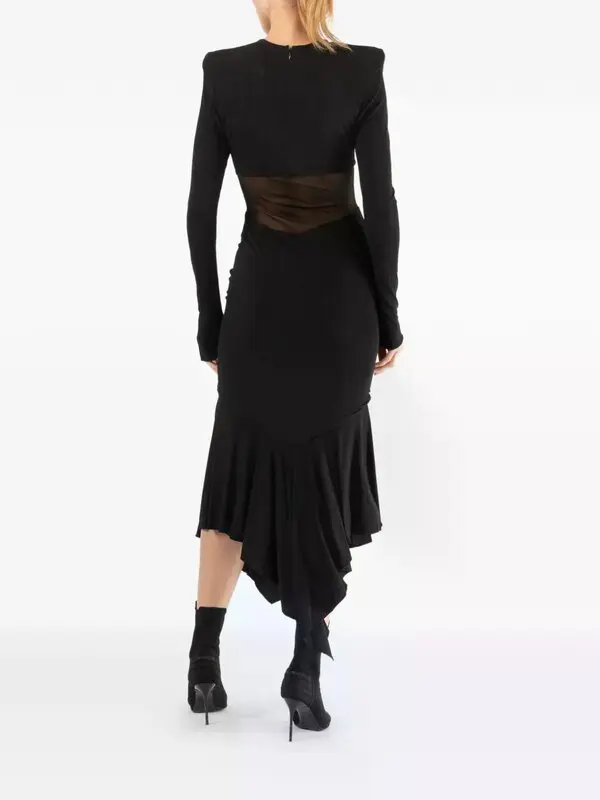 Alexandre Vauthier Sheer Panel Ruffled Midi Dress