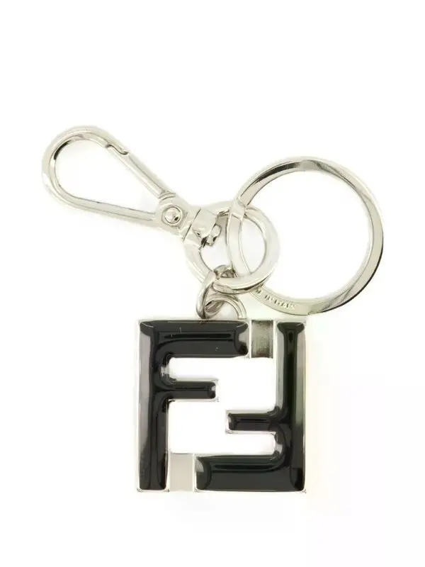 Fendi Squared-logo Lettering Keyring - Silver