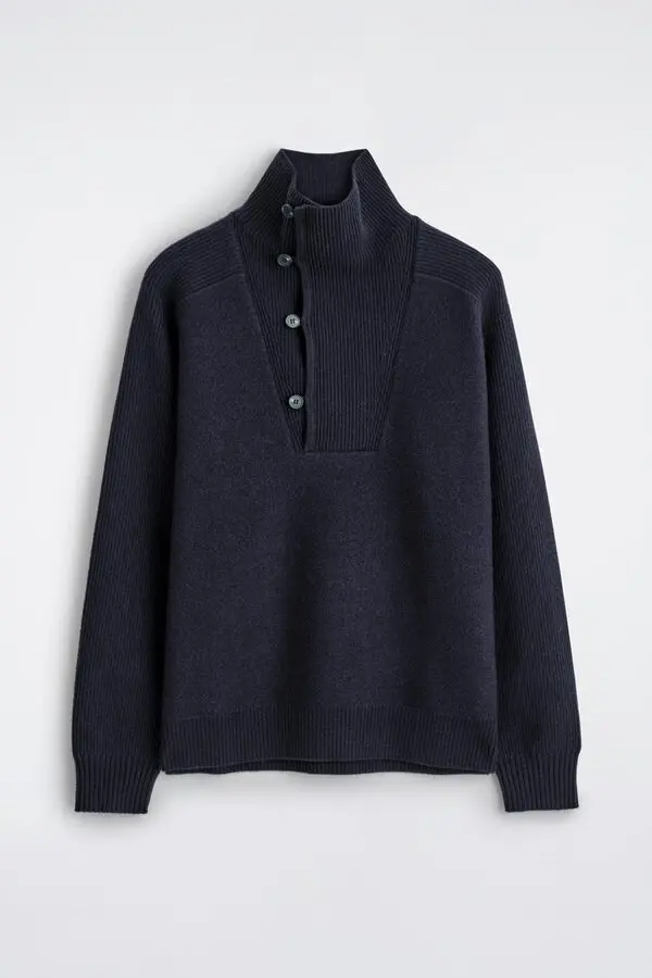 Cos Panelled Merino Wool Mock-neck Sweater