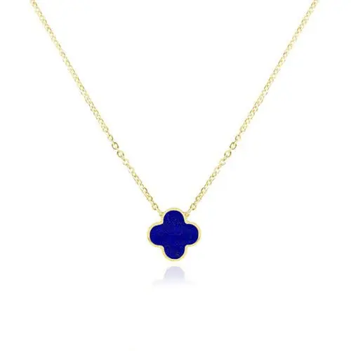 THE LOVERY FINE JEWELRY Single Clover Necklace - Lapis