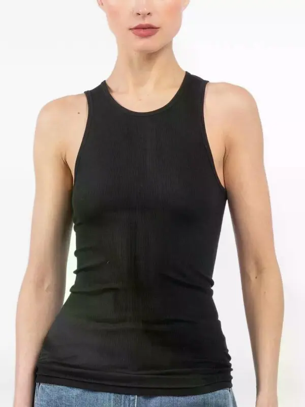 Tibi Ribbed Racerback Top - Black