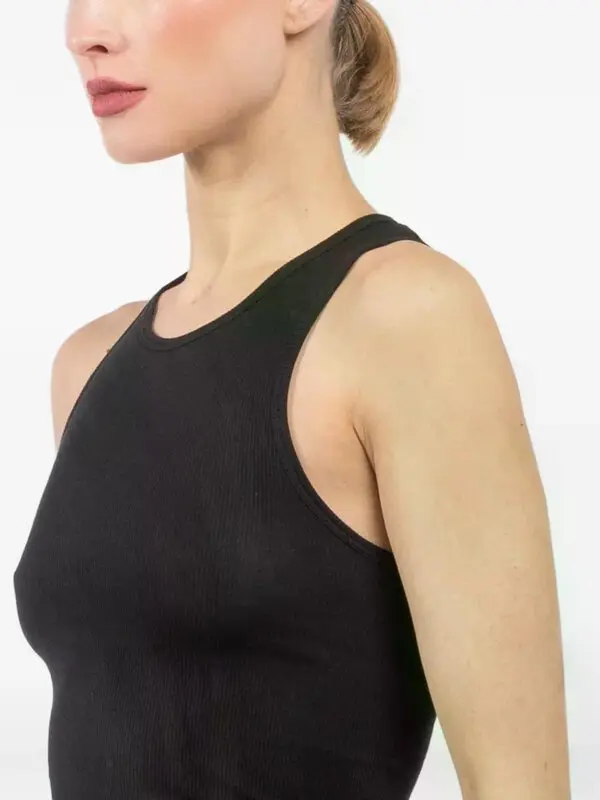 Tibi Ribbed Racerback Top - Black