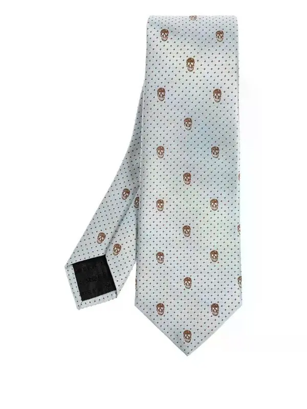 Alexander McQueen Skull-pattern Dotted Neck Tie - Blue