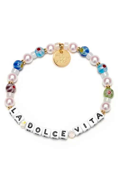 LITTLE WORDS PROJECT La Dolce Vita Beaded Stretch Bracelet - White