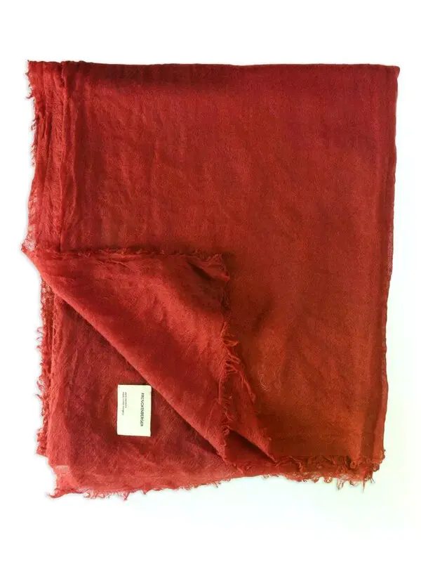 Frenckenberger Fringed Scarf - Red
