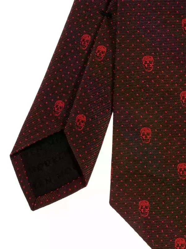 Alexander McQueen Skull-pattern Dotted Tie