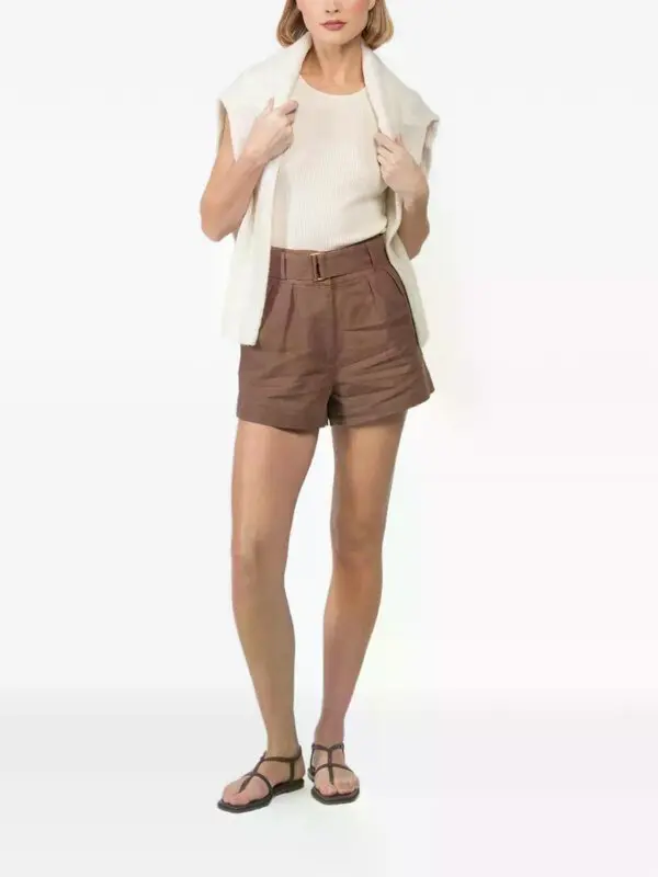 HEVRON Belted Pleated Shorts