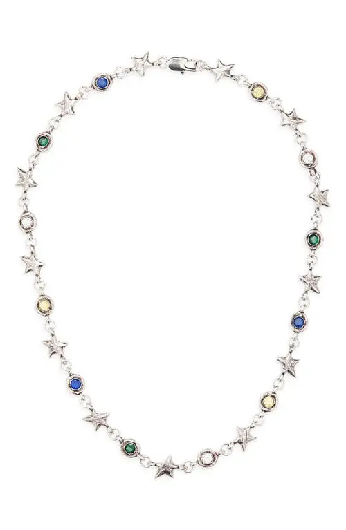 TWOJEYS Squadra Multicolor Stones & Stars Chain Link Necklace - Silver