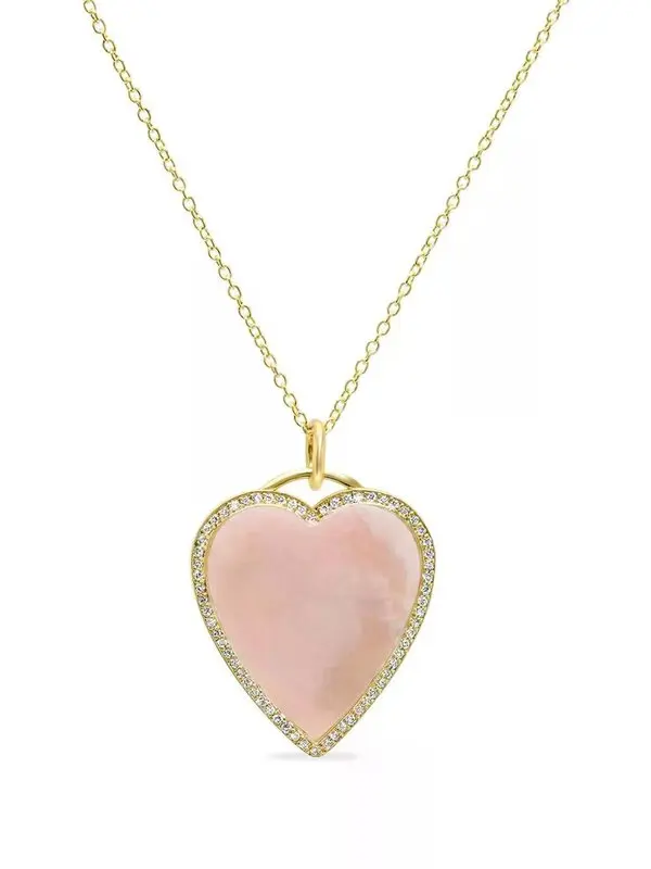JENNIFER MEYER 18k Yellow Pink Opal And Diamond Heart Necklace - Gold
