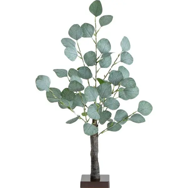 NEARLY NATURAL 2-ft Lighted Artificial Eucalyptus Tree With 60 Warm White Led Lights - Green