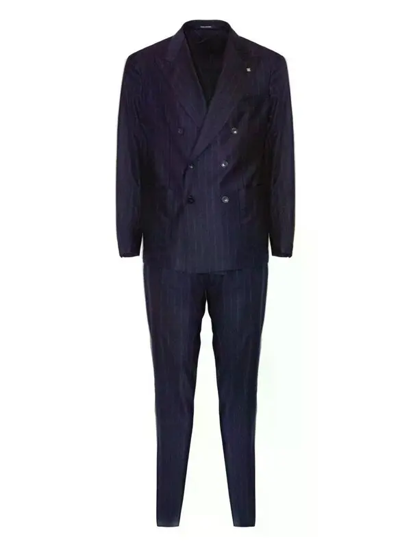 Tagliatore Pinstriped Button Suit - Blue