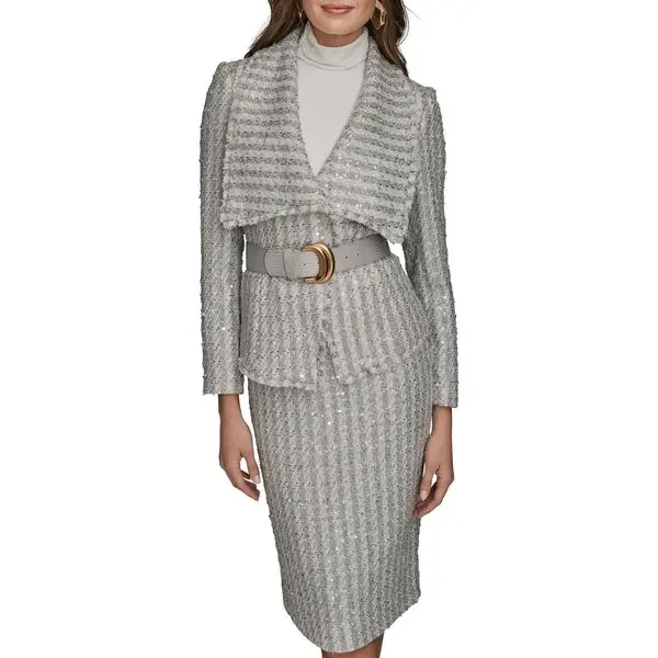 Donna Karan New York Wide Lapel Sequin Tweed Jacket
