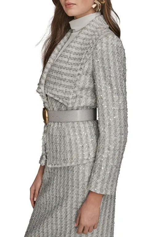 Donna Karan New York Wide Lapel Sequin Tweed Jacket